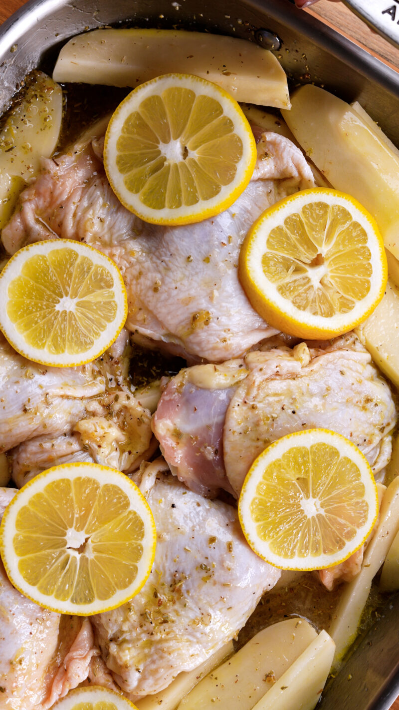 One-Pan Lemon Chicken and Potatoes - Chasing Cravings